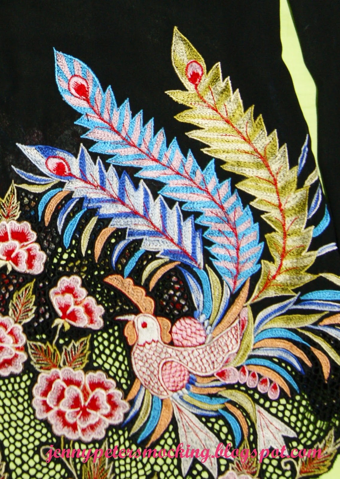 Jenny Peter's Smocking: Peacock Pattern - Baba Nonya Embroidery