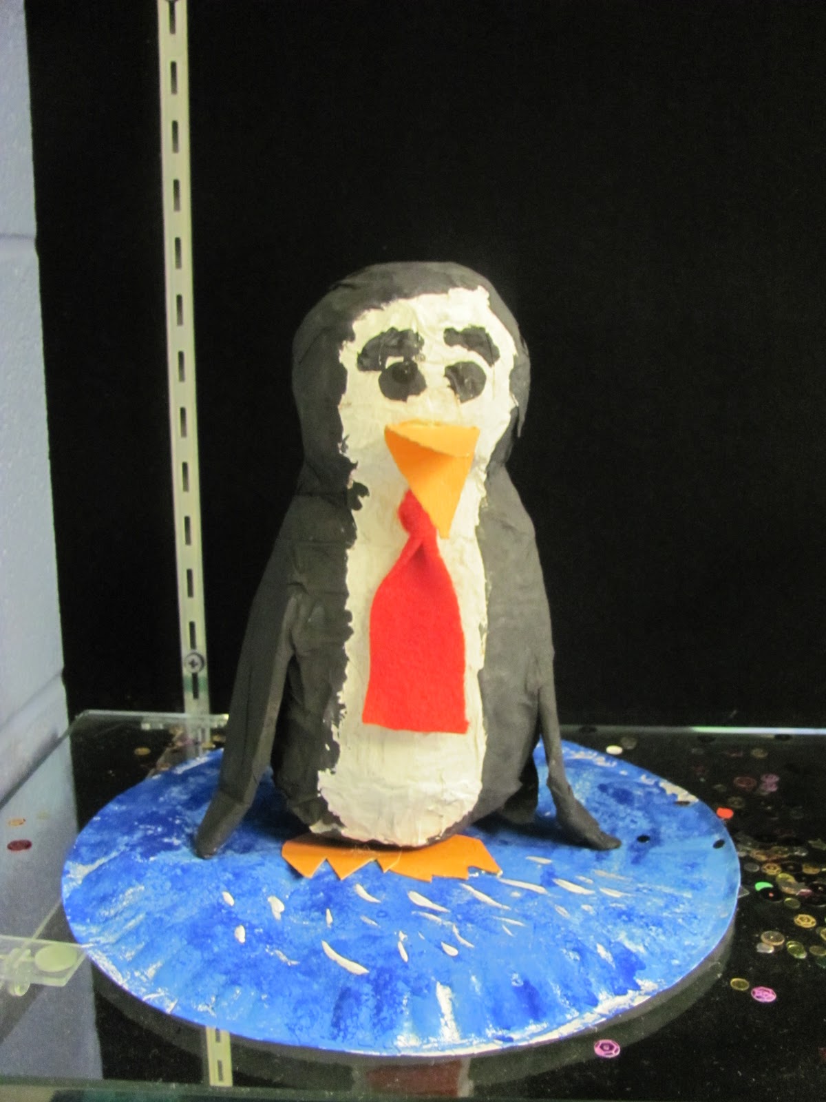 Elementary Scribbles: paper mache penguin