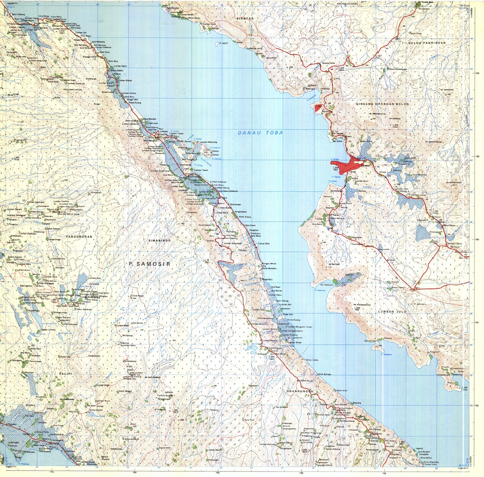 TAKJUB INDONESIA: Peta Topografi Parapat skala 40k