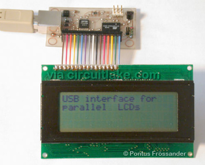 USB Interface for Parallel LCD - Microcontroller Project Circuit