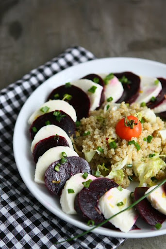 Roasted Beet Mozzarella Salad with Quinoa