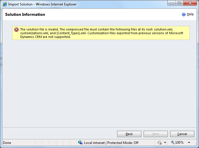 Srihari Radhakrishnan S Blog Error While Importing A Solution In Crm 2011 The Solution File