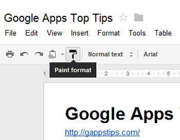Use the paint format tool in a document to quickly copy formatting Workspace Tips