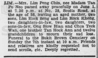Lim Hock Seng and Mrs Lim Hock Seng nee Ngo Kim Neo