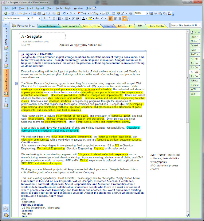 Blog: Reid Larson - Using Microsoft OneNote in Your Job Search