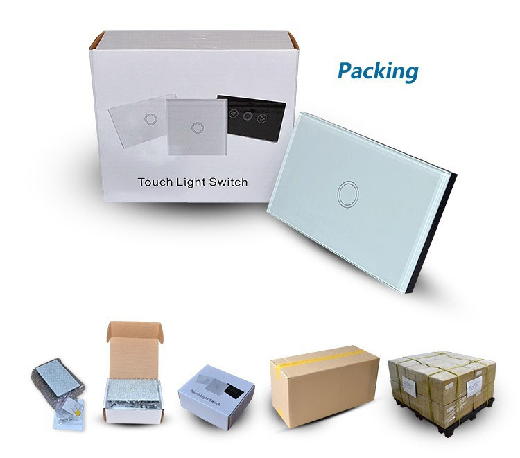 US Type Electrical Switches 1 Gang 1 Way Crystal Glass Touch Dimmer ...
